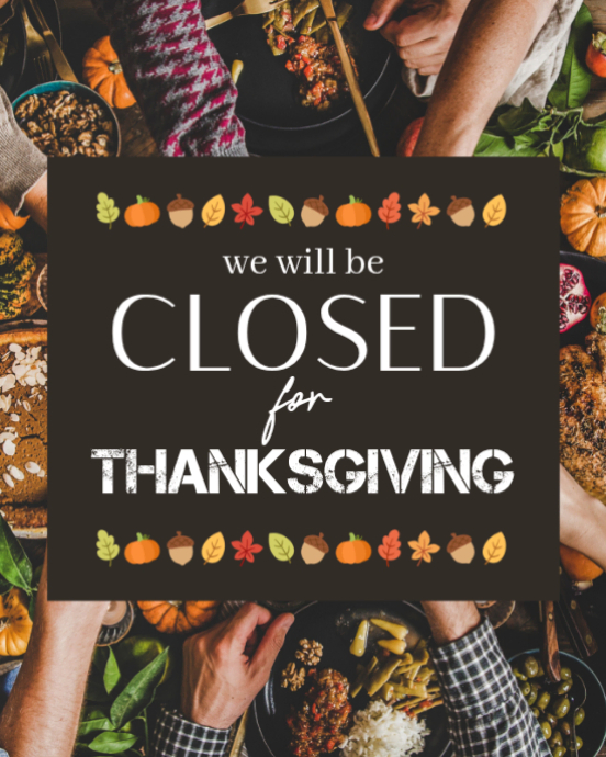 Black Professional Closed For Thanksgiving Instagram Portrait Template ...