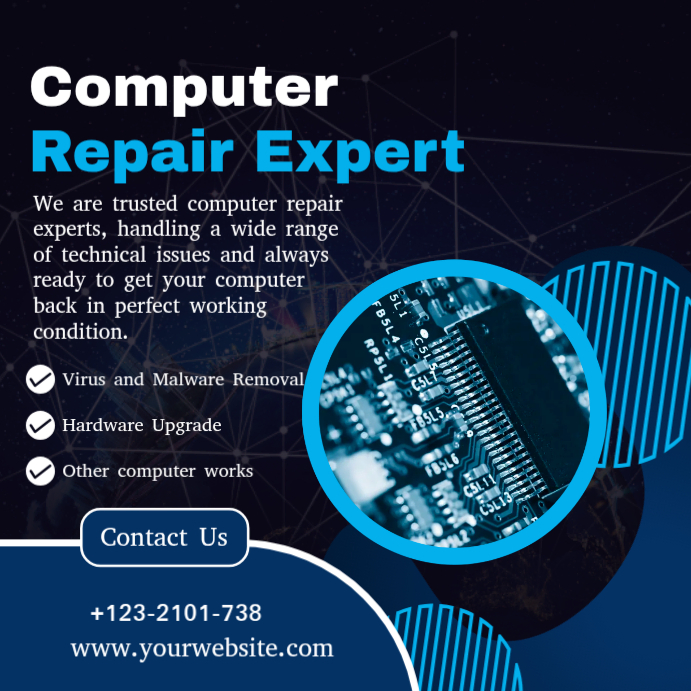Black Professional Computer Repair Expert Instagram Post Template ...