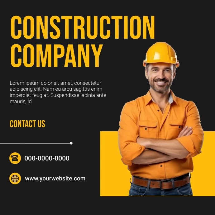 Black Professional Construction Company Insta Template | PosterMyWall