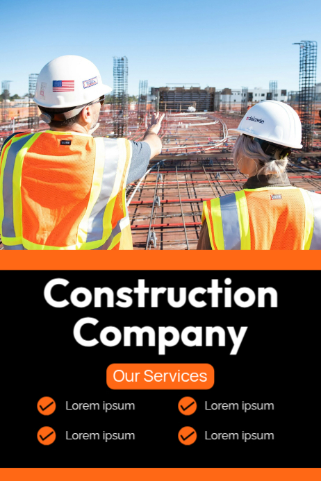 Black Professional Construction Company Poster Template | PosterMyWall