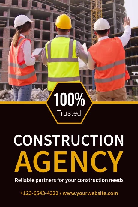 Black Professional Construction Poster Template | PosterMyWall