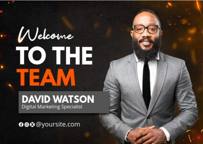 Black Professional Corporate Welcome To Team A6 Template | PosterMyWall