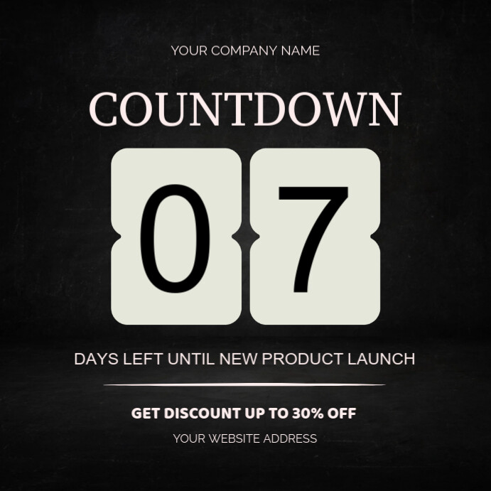 Black Professional Count Down Timer Announcement Instagram Post Template | PosterMyWall