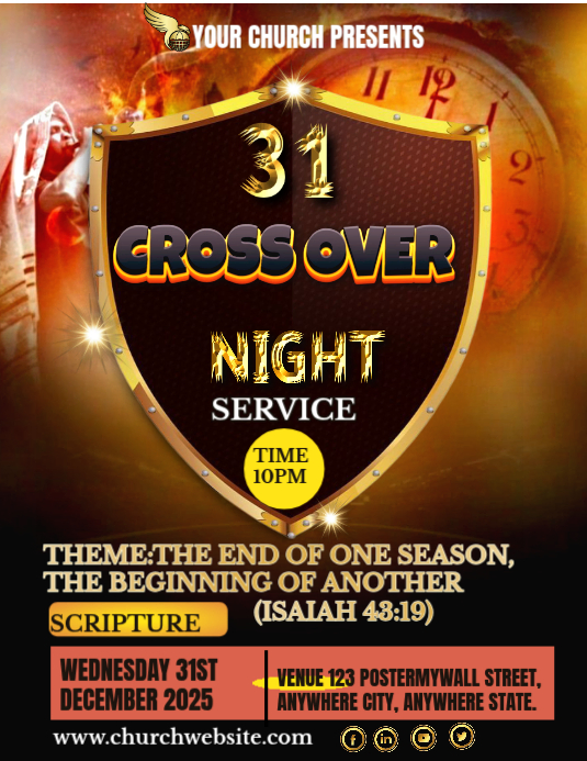 Black Professional Cross Over Night Church Flyer Template Flyer (us ...