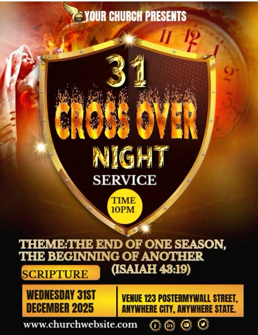 Black Professional Cross Over Night Church Flyer Template Flyer (us ...