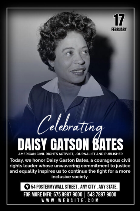 Black Professional Daisy Gaston Bates Poster Template | PosterMyWall