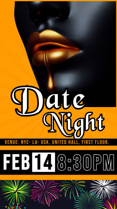 Black Professional Date Night Flyer Design Template Instagram Story ...