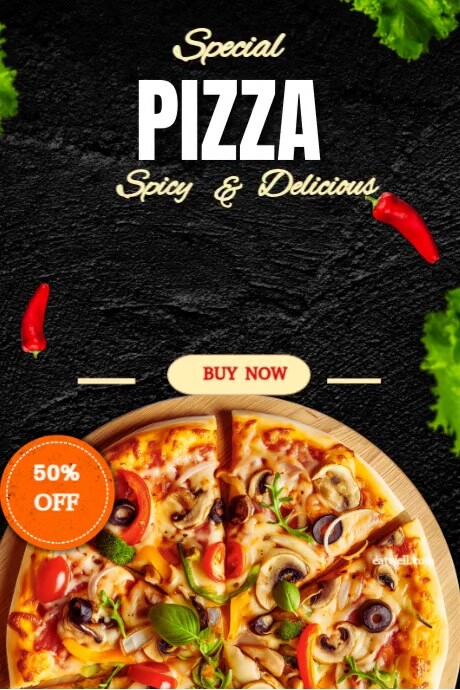 Black Professional Delicious Pizza Poster Template | PosterMyWall