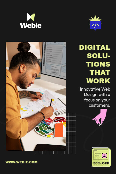 Black Professional Digital Solution Poster Template | PosterMyWall