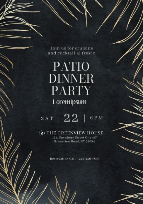 Black Professional Dinner Party A5 Template | PosterMyWall