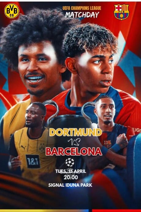 Black Professional Dortmund Vs Barcelona Ucl Quater-finals Templates ...