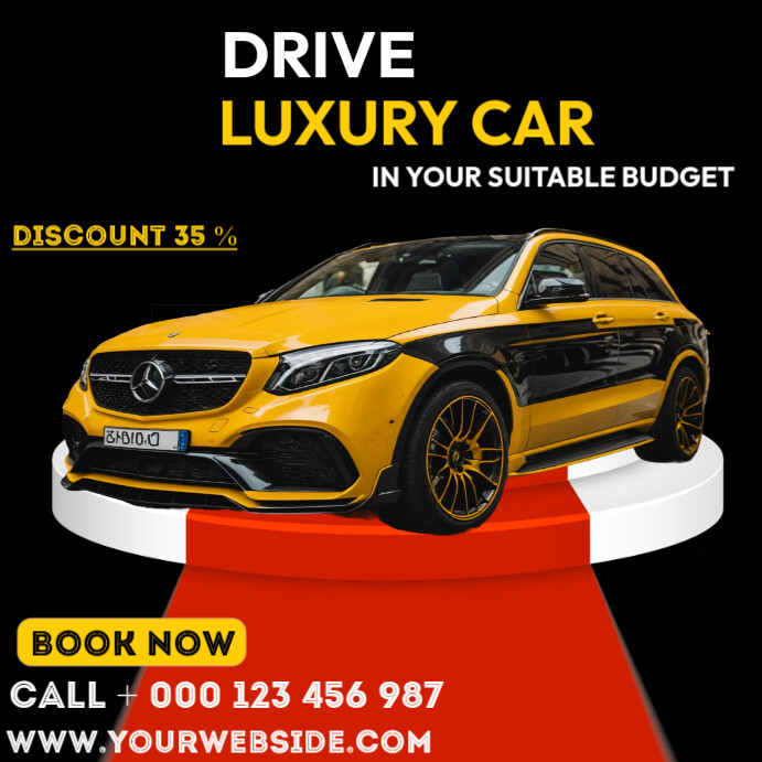 Black Professional Drive Luxury Car Square (1:1) Template | PosterMyWall