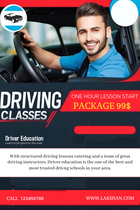 Black Professional Driving Classes Flyer (us Template | PosterMyWall