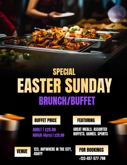 Plantilla de Black Professional Easter Buffet Menu Flyer (us Letter ...