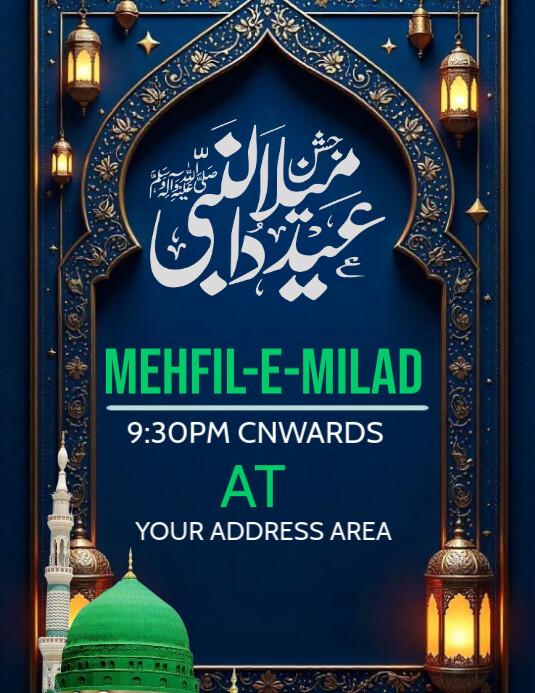 Black Professional Eid Milad Un Nabi Flyer (us Letter) Templat ...