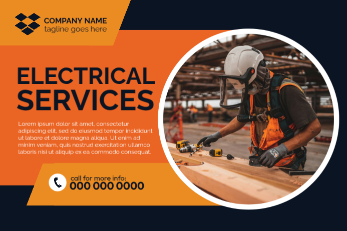 Black Professional Electrical Company Poster Template | PosterMyWall