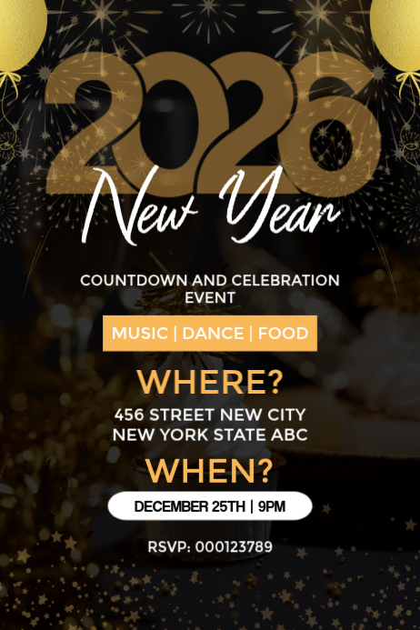 Black Professional Elegant New Year Countdown Event Poster Poster ...