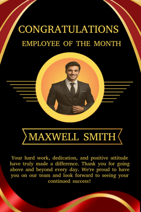 Black Professional Employee Of The Month Poster Poster Template ...