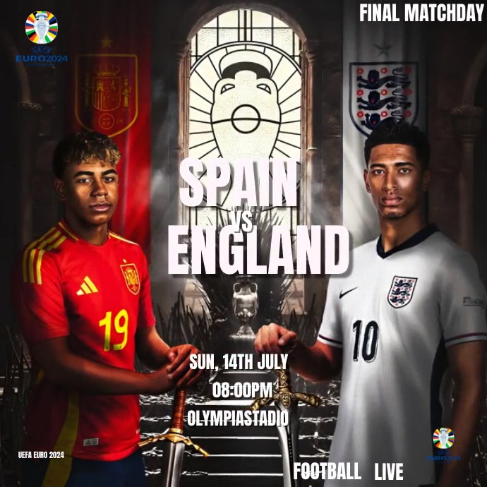 Black Professional Euro 2024 Spain Vs England Template | PosterMyWall