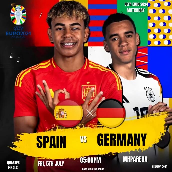 Black Professional Euro 2024 Spain Vs Germany Template | PosterMyWall