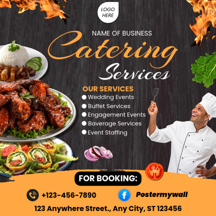 Black Professional Event Catering Flyer Template Small Catering ...