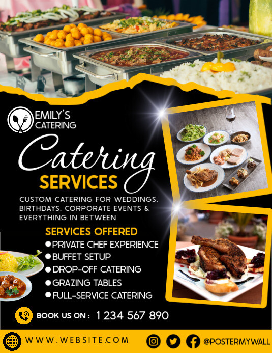 Black Professional Event Catering Flyer Template Small Catering ...