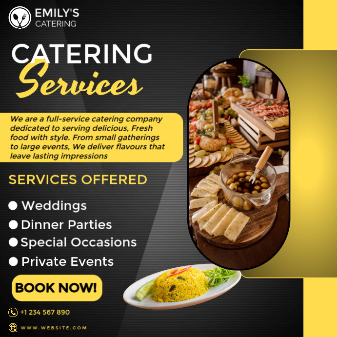 Black Professional Event Catering Flyer Template Small Catering ...
