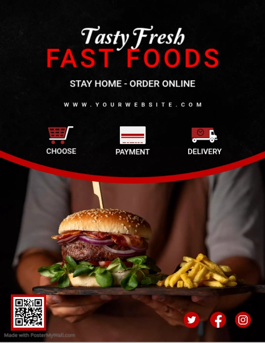 Black Professional Fast Food Flyer (us Letter) Template | PosterMyWall