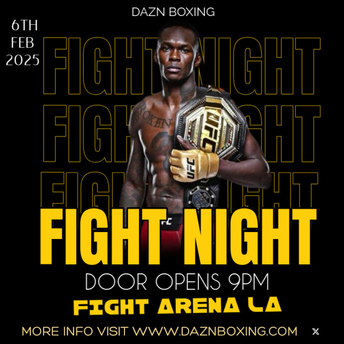 Black Professional Fight Night Instagram Post Template | PosterMyWall