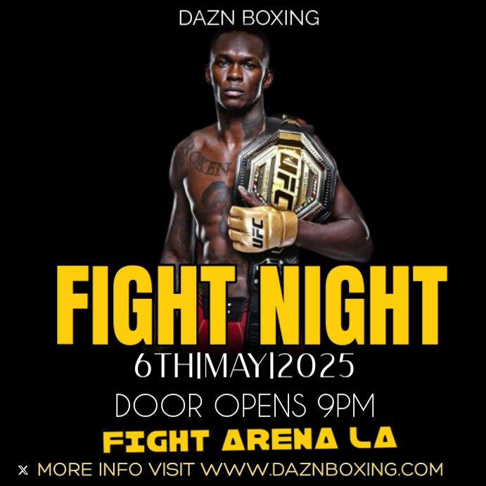 Black Professional Fight Night Instagram Post Template | PosterMyWall