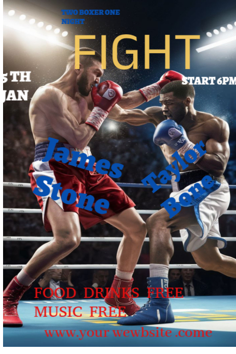 Black Professional Fight Night Poster Template | PosterMyWall