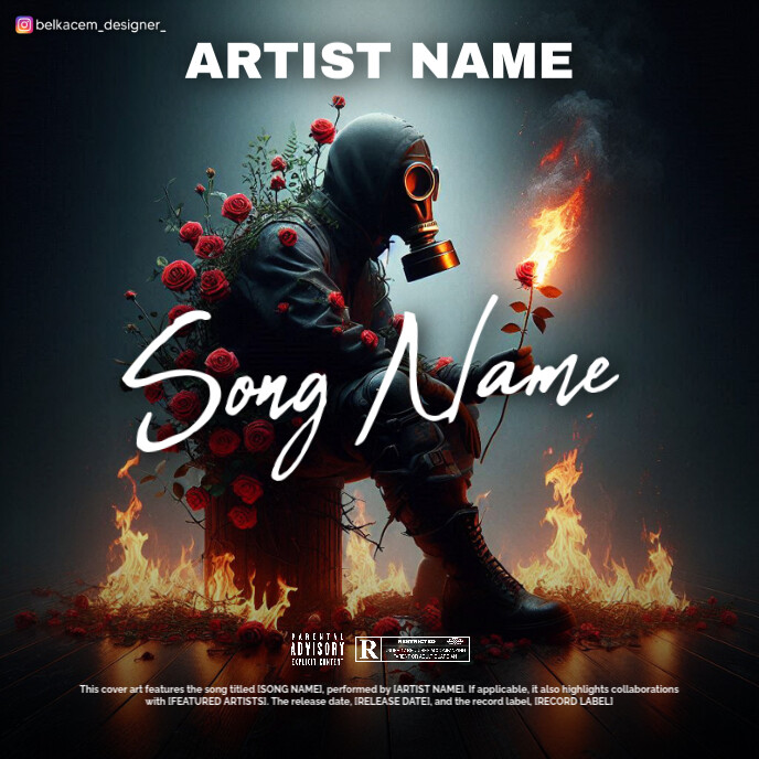 Black Professional Fire Love Album Cover Template | PosterMyWall