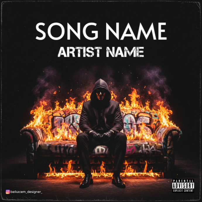 Black Professional Fire Past Album Cover Template | PosterMyWall
