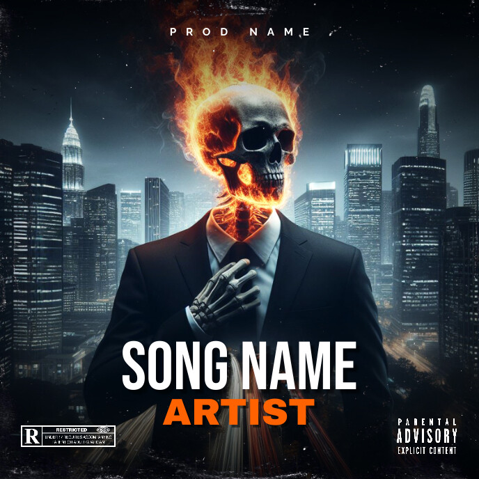 Black Professional Fire Skeleton Album Cover Template | PosterMyWall