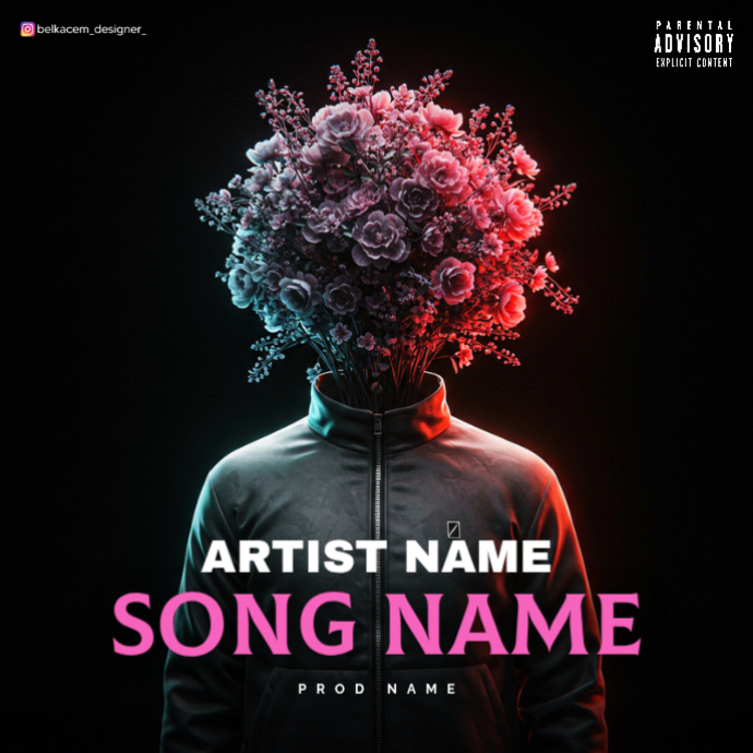 Black Professional Flower Head Album Cover Template | PosterMyWall