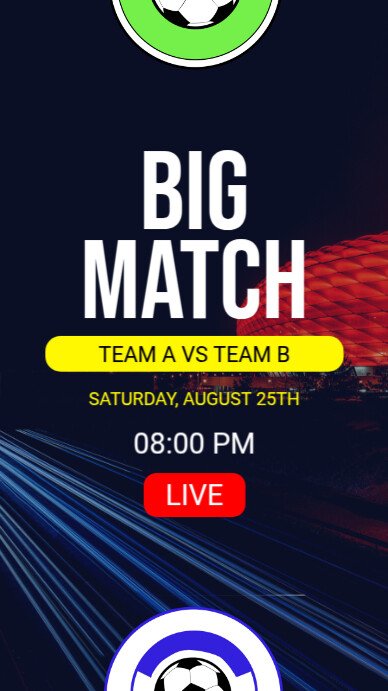 Black Professional Football Big Match Instagram Story Templat ...