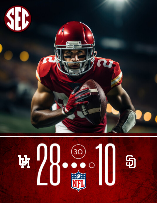 Black Professional Football Final Game Score Flyer (us Letter) Template ...