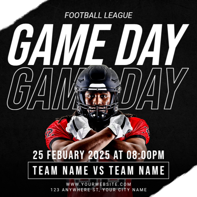 Black Professional Football Game Day Instagram Post Template | PosterMyWall