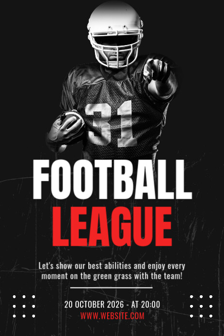 Black Professional Football Match Day Poster Template | PosterMyWall