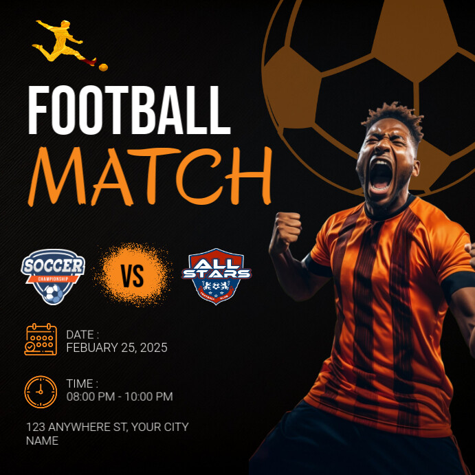 Copy of Black Professional Football Match Instagram Post | PosterMyWall