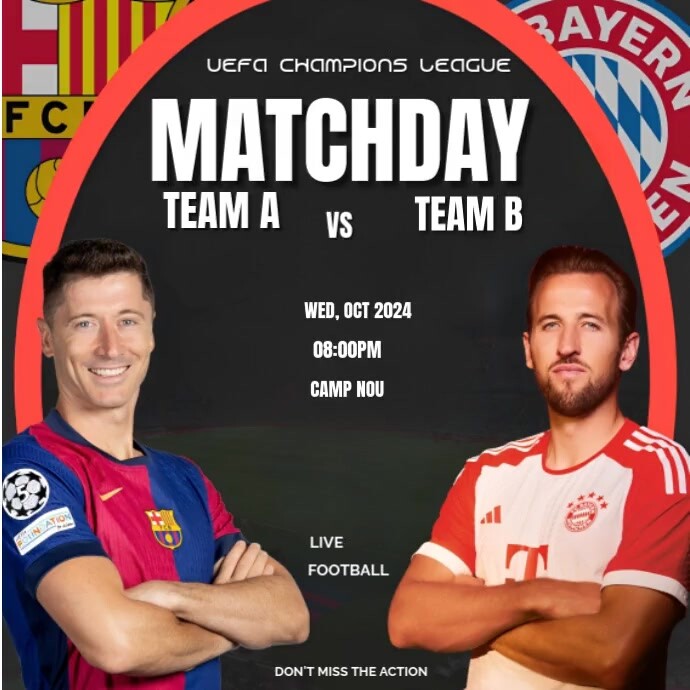 Black Professional Football Matchday Template Instagram Post | PosterMyWall