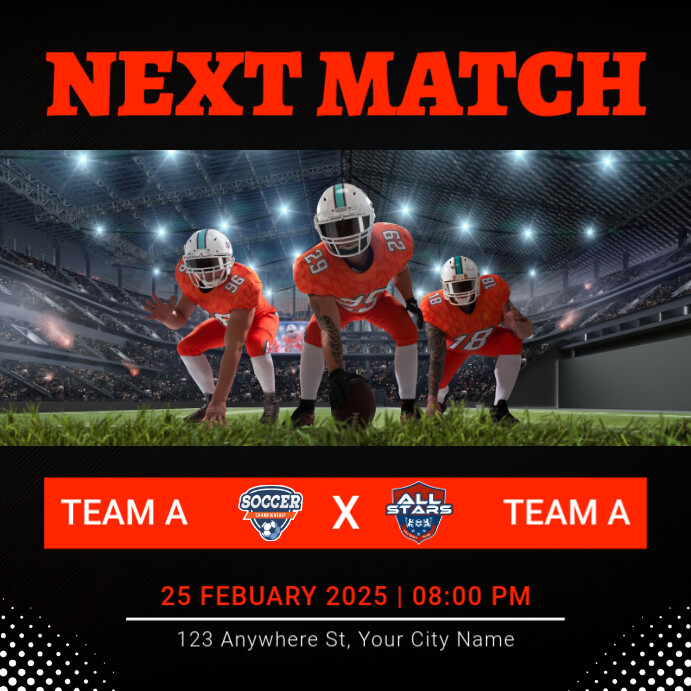 Copy of Black Professional Football Next Match Instagram Post ...