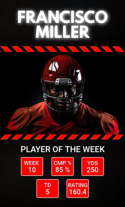Copy of Black Professional Football Player Us Legal | PosterMyWall