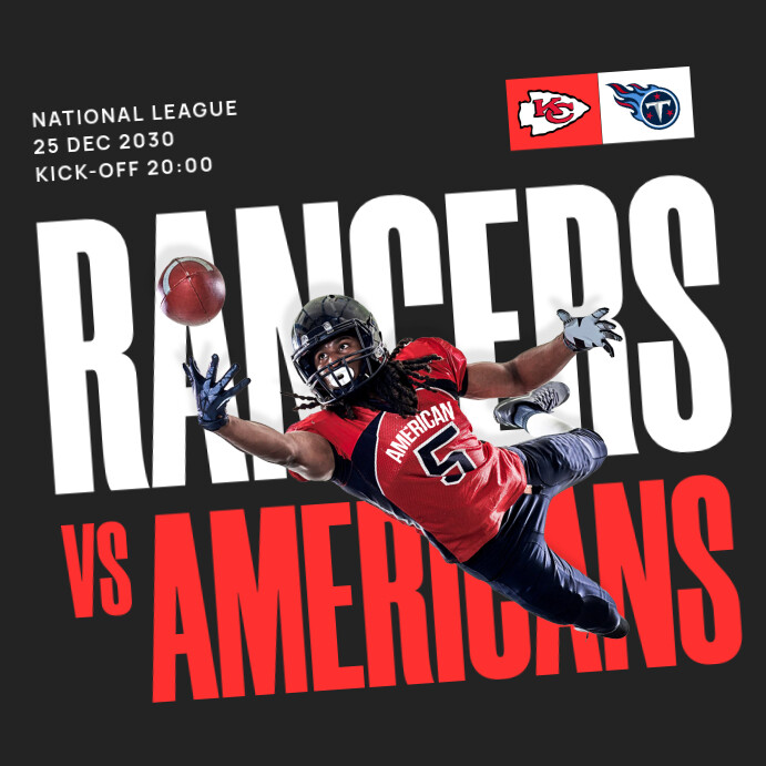 Black Professional Football Poster Instagram Post Template | PosterMyWall