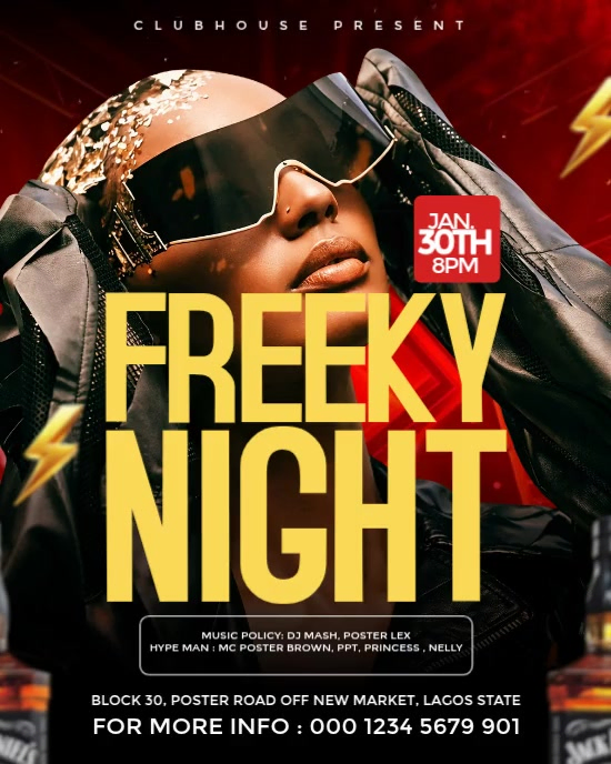 Black Professional Freaky Night Party Flyer Template Design Instagram ...