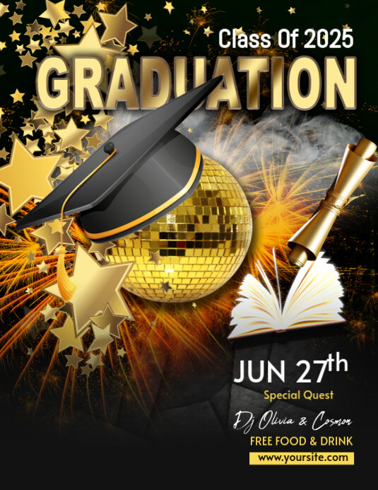 Copy of Black Professional Free Editable Graduation Party Poster ...