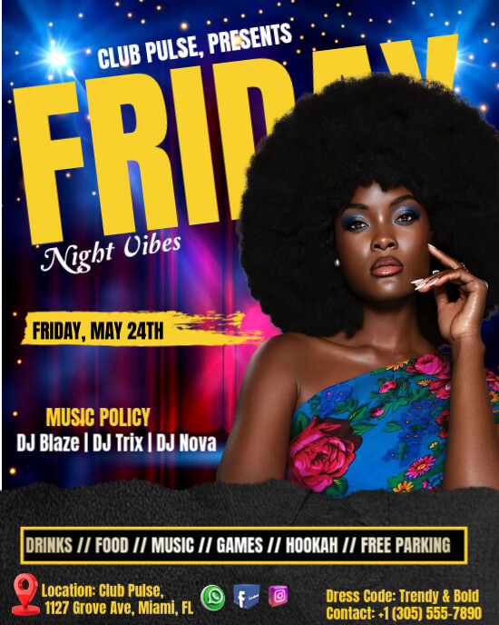 Modèle Black Professional Friday Night Party Instagram Portrait ...