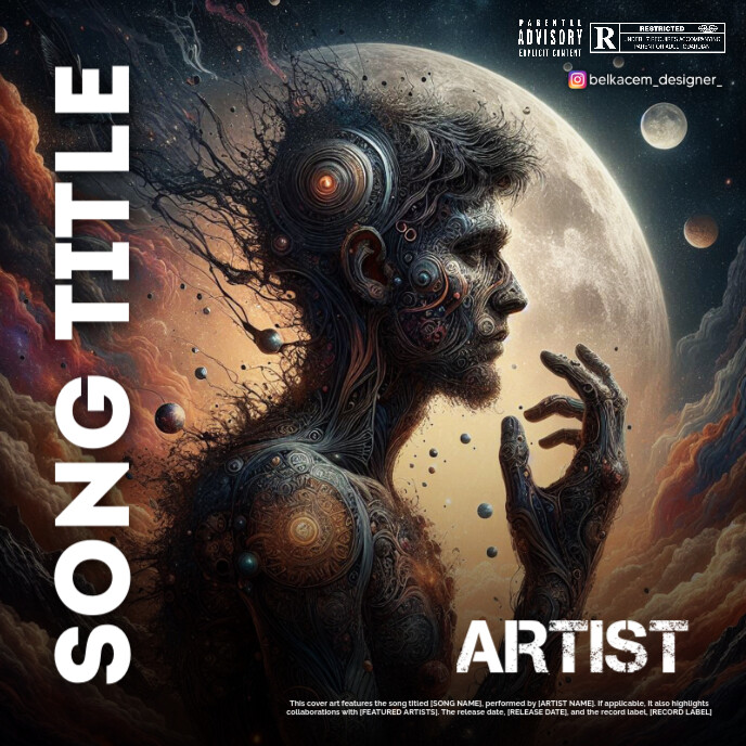 Black Professional Futuristic robot Album Cover Template | PosterMyWall