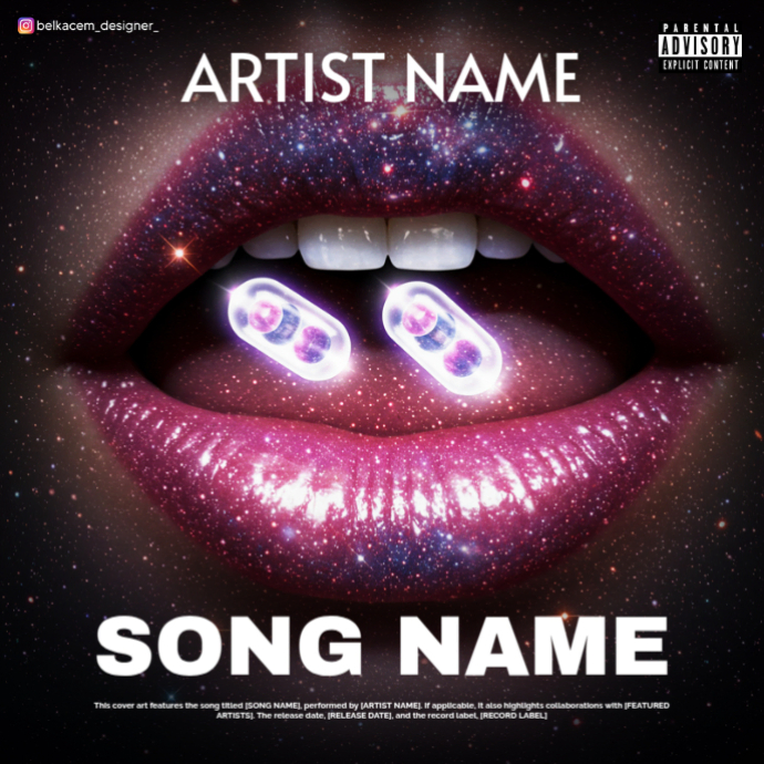 Black Professional Galaxy Lips Album Cover Template | PosterMyWall