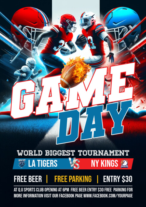 Copy of Black Professional Game Day Flyer Template A4 | PosterMyWall